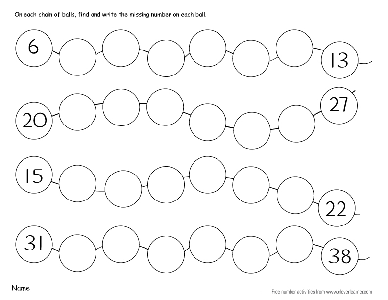 Missing Numbers Counting Backwards And Number Identification